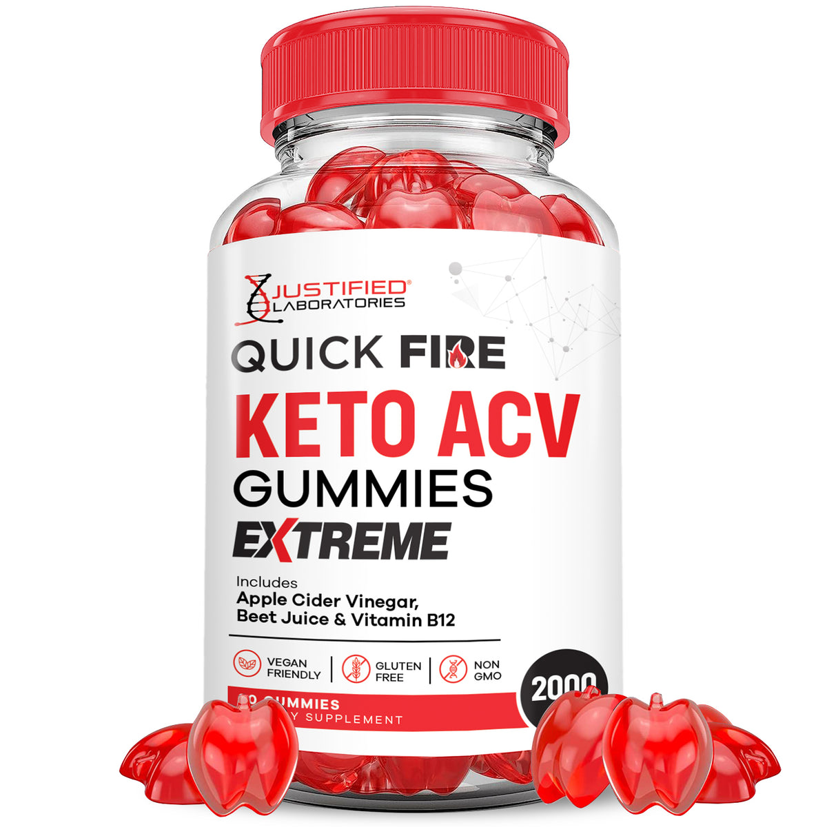 2 x Stronger Quick Fire Keto ACV Gummies Extreme 2000MG – Justified Laboratories