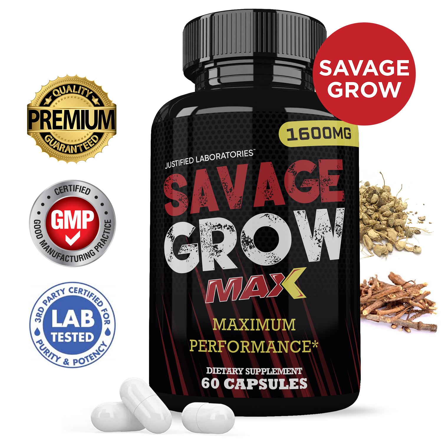 Savage Grow Max Men’s Health Supplement 1600mg – Justified Laboratories